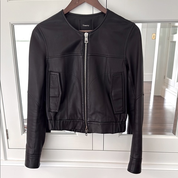 Theory | Jackets & Coats | Theory Womens Sleek Black Leather Jacket ...